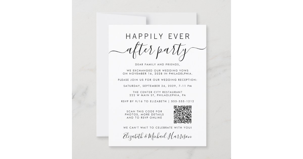 Budget QR Code Wedding After Party Invitation | Zazzle