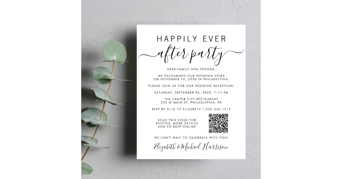 Budget QR Code Wedding After Party Invitation | Zazzle