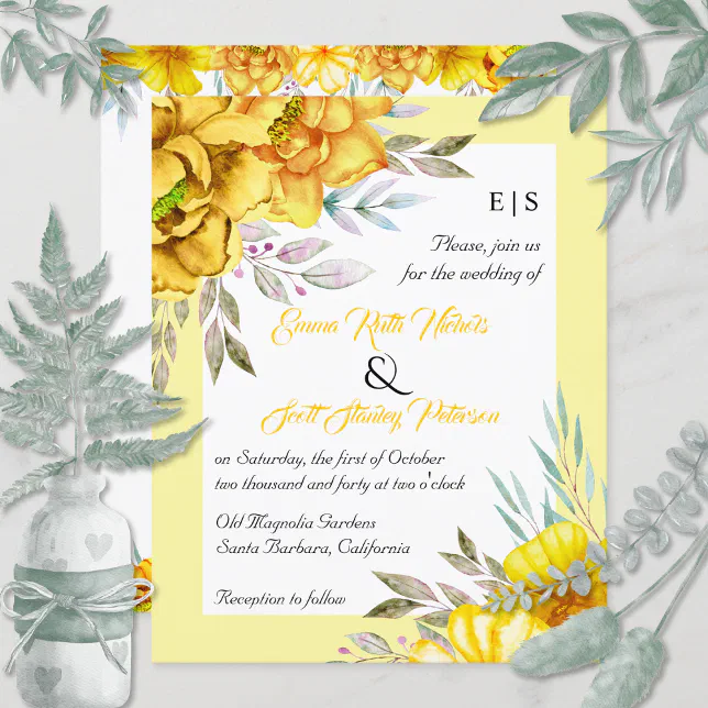 BUDGET QR code yellow flowers wedding invitation | Zazzle