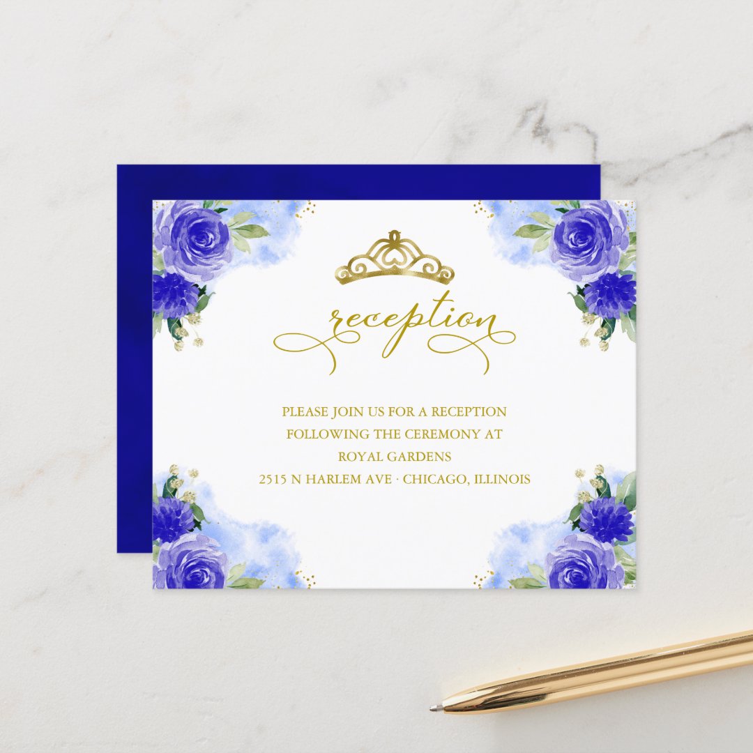 Budget Quinceanera Royal Blue Reception Card | Zazzle