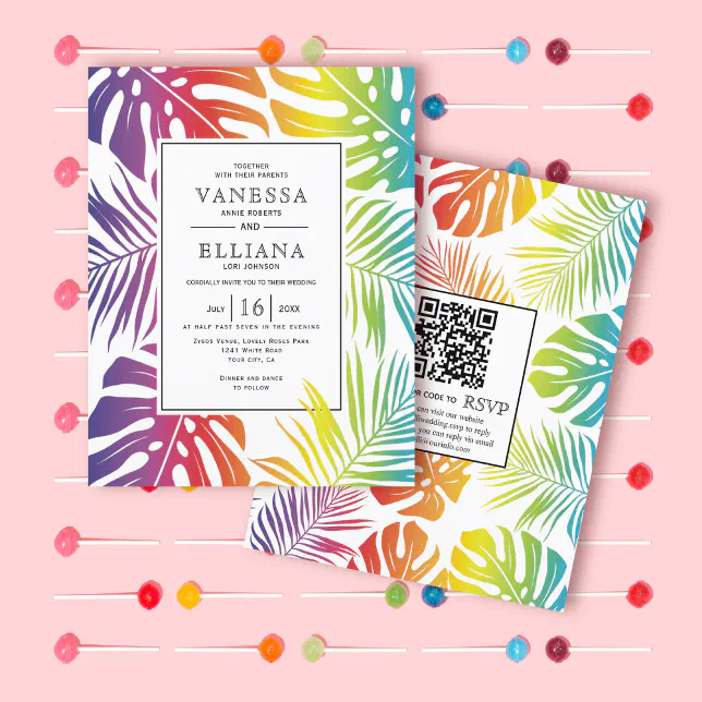 BUDGET Rainbow gay lesbian wedding invitation | Zazzle