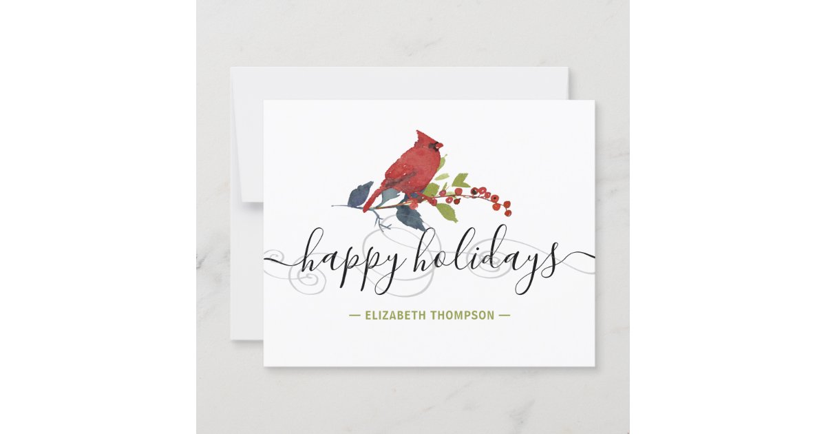 Budget Red Cardinal Happy Holidays Card | Zazzle