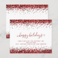 Budget Red Glitter Borders Happy Holidays Card | Zazzle