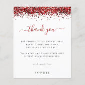 Budget Red Glitter Photo 21st Birthday Thank You | Zazzle