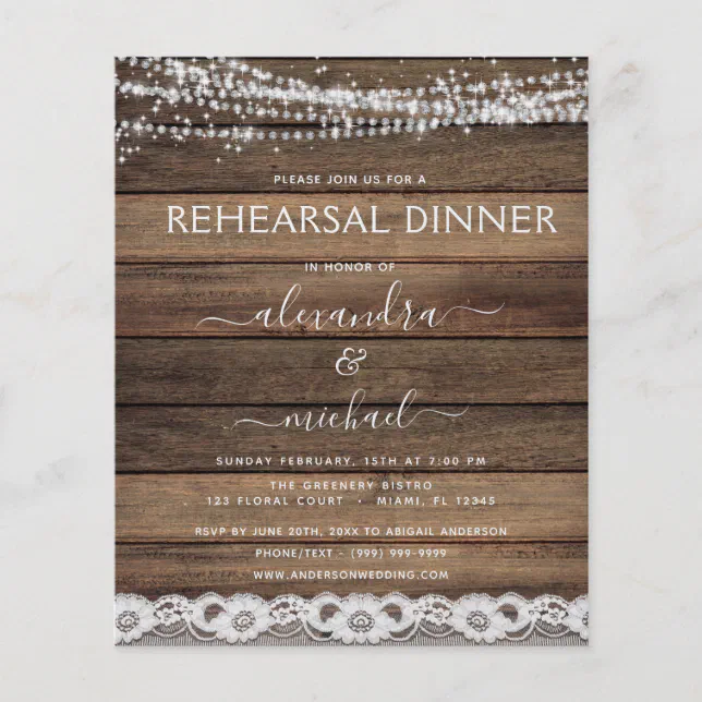 Budget Rehearsal Dinner Rustic Farmhouse Flyer | Zazzle