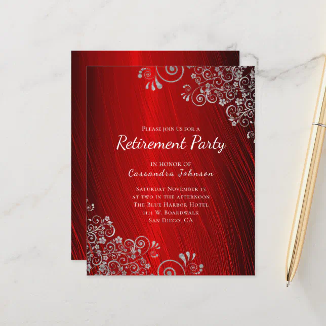 Budget Retirement Party Ruby Red Invitation | Zazzle