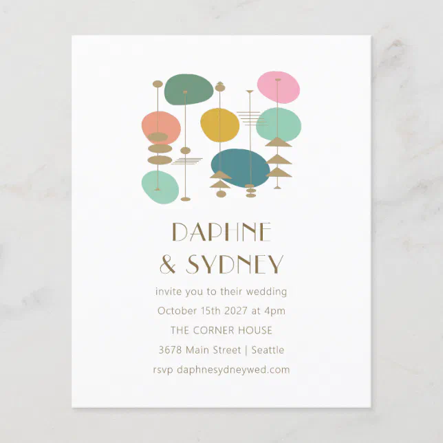 Budget Retro Mid Century Modern Wedding Invitation | Zazzle