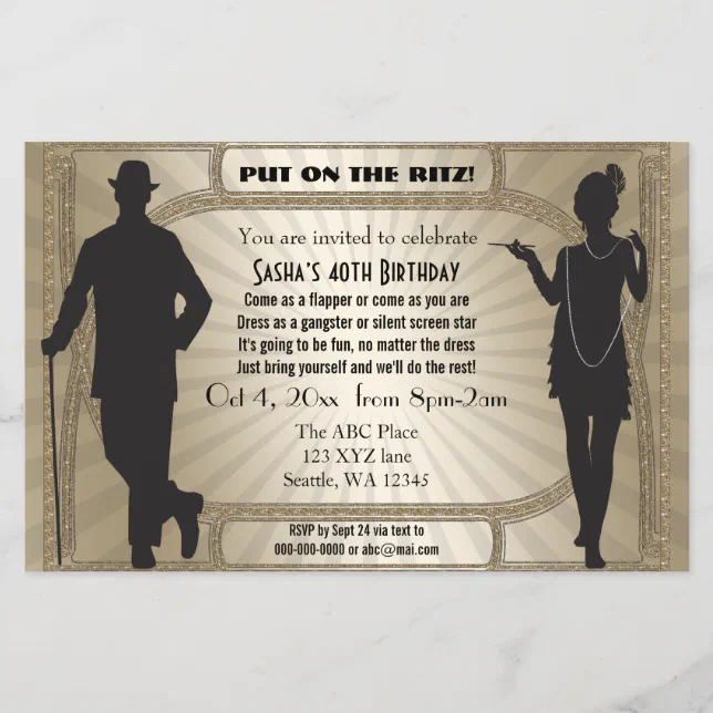 Budget Roaring 20 flapper girl gangster Invitation | Zazzle