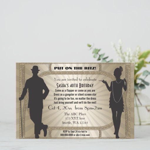 Budget Roaring 20 flapper girl gangster Invitation | Zazzle