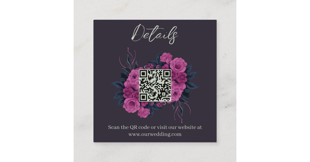 Budget Romantic Gothic Lovers QR code details Enclosure Card | Zazzle