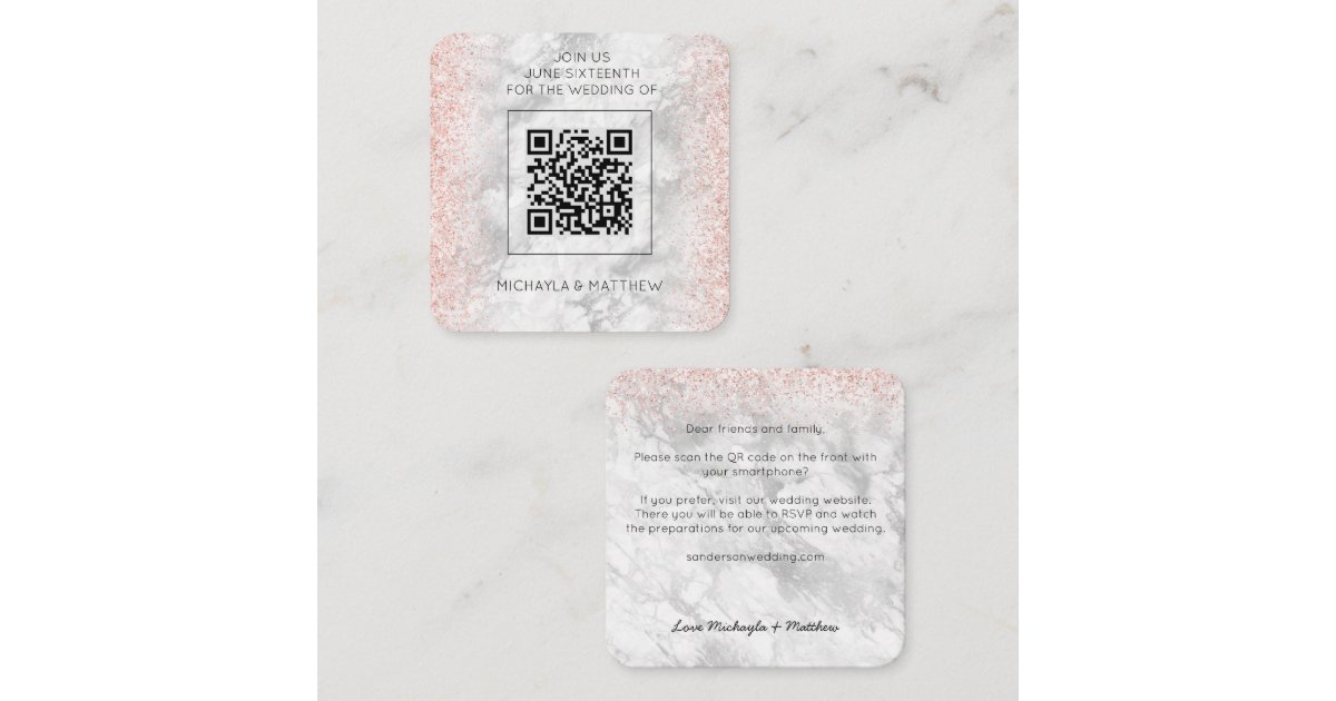 Budget Rose Gold Glitter QR Code Wedding Invite | Zazzle