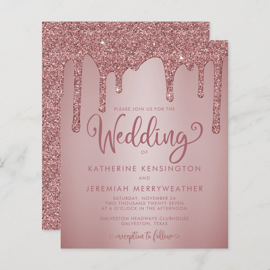 BUDGET Rose Gold Glitter Sparkle Wedding | Zazzle