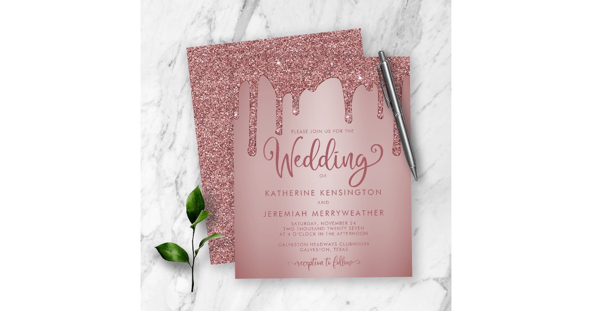 BUDGET Rose Gold Glitter Sparkle Wedding | Zazzle