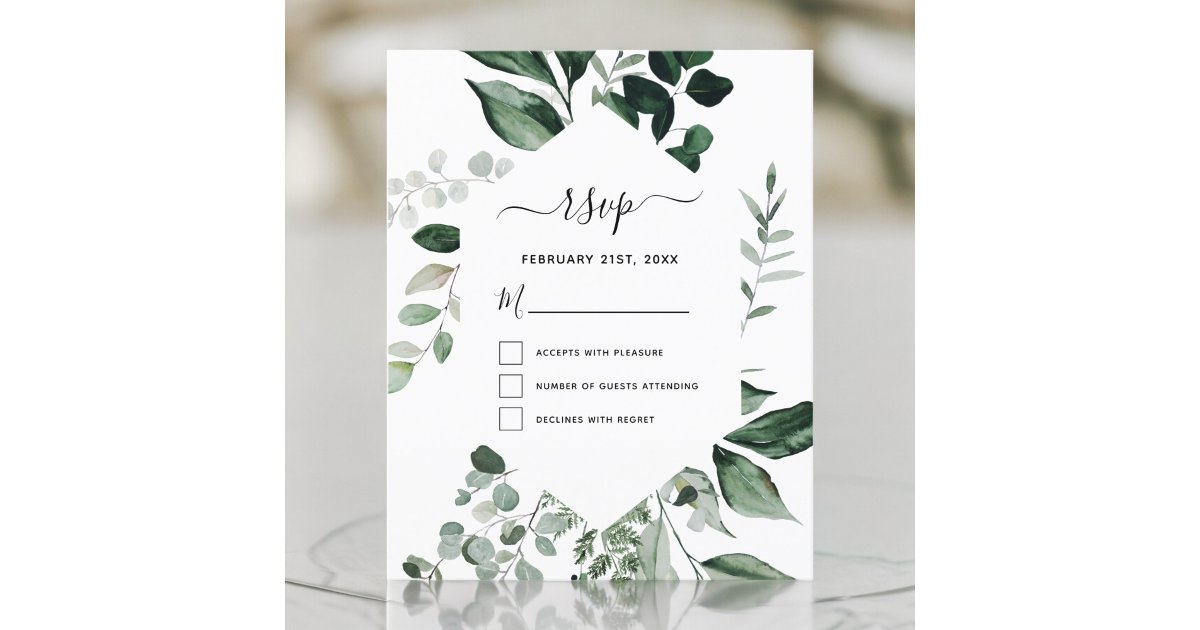 Budget RSVP Botanical Greenery Foliage Wedding | Zazzle