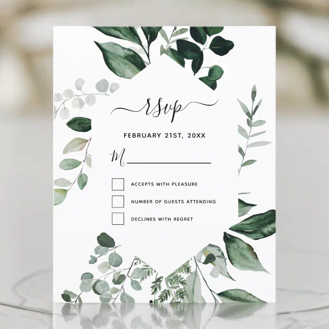 Budget RSVP Botanical Greenery Foliage Wedding | Zazzle