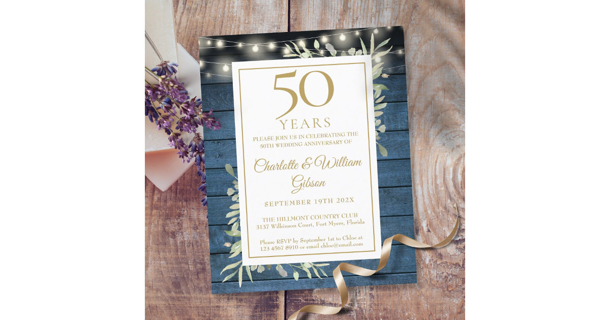 Budget Rustic 50th Anniversary Greenery Invitation | Zazzle