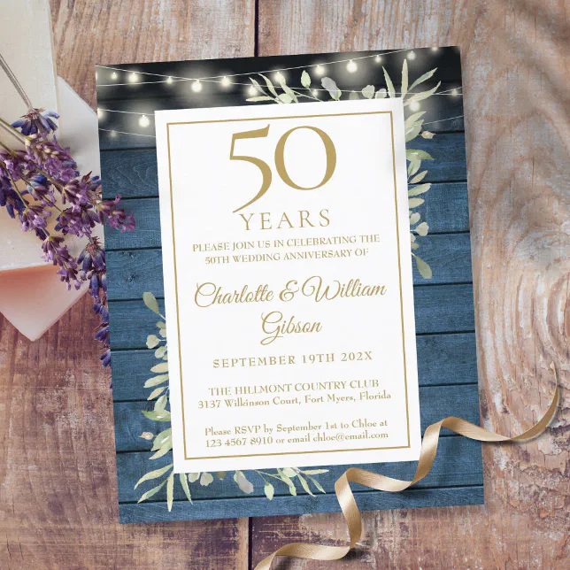 Budget Rustic 50th Anniversary Greenery Invitation | Zazzle
