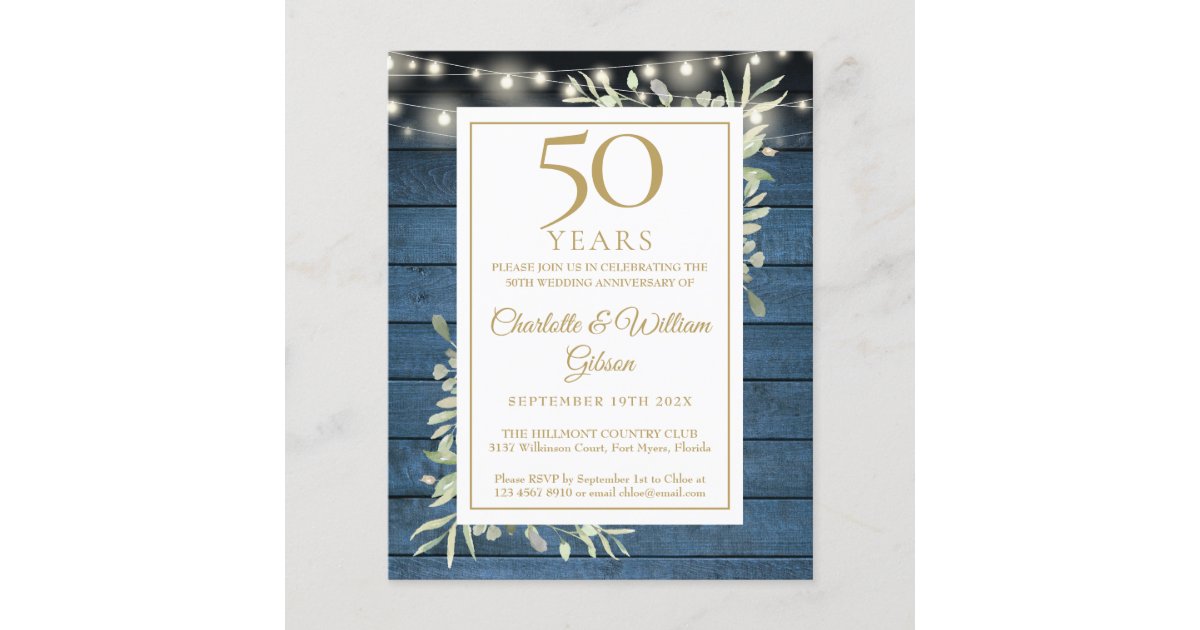 Budget Rustic 50th Anniversary Greenery Invitation | Zazzle