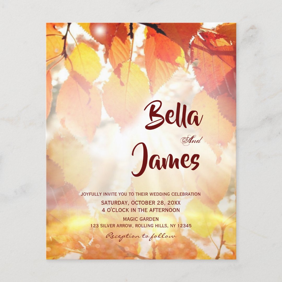 Budget Rustic Autumn Forest Wedding Invitation | Zazzle