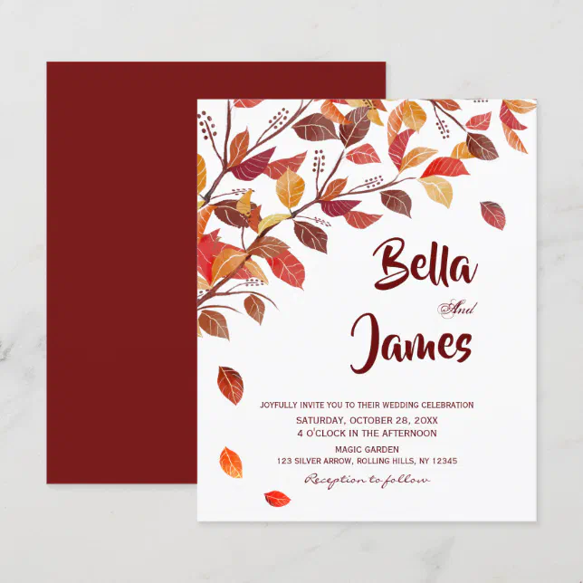 Budget Rustic Autumn Trees Wedding Invitation | Zazzle