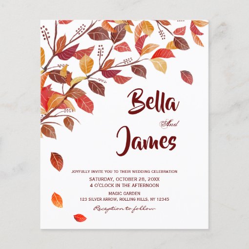 Budget Rustic Autumn Trees Wedding Invitation | Zazzle