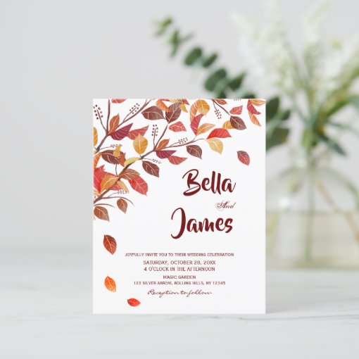 Budget Rustic Autumn Trees Wedding Invitation | Zazzle