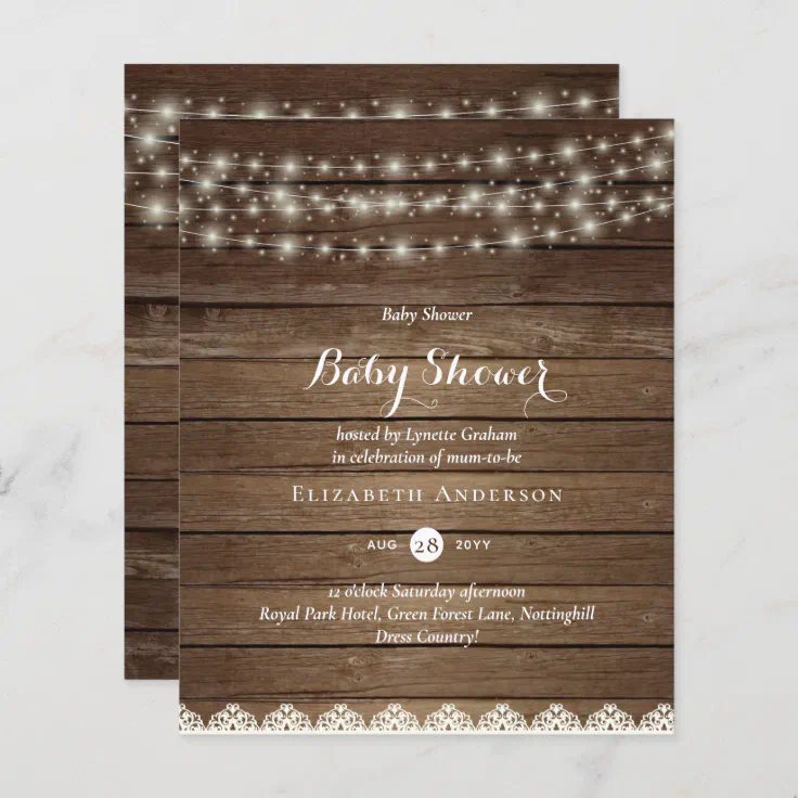 BUDGET Rustic Baby Shower Invite Announcement | Zazzle