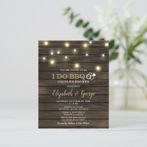 Budget Rustic Barn Wood I Do BBQ Invitation | Zazzle