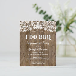 Budget Rustic Barn Wood Lace I Do BBQ Invitation | Zazzle