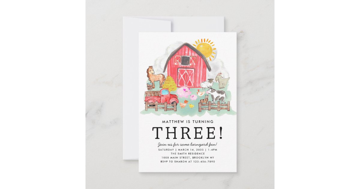 Budget Rustic Barnyard Animals Kids Farm Birthday Note Card | Zazzle