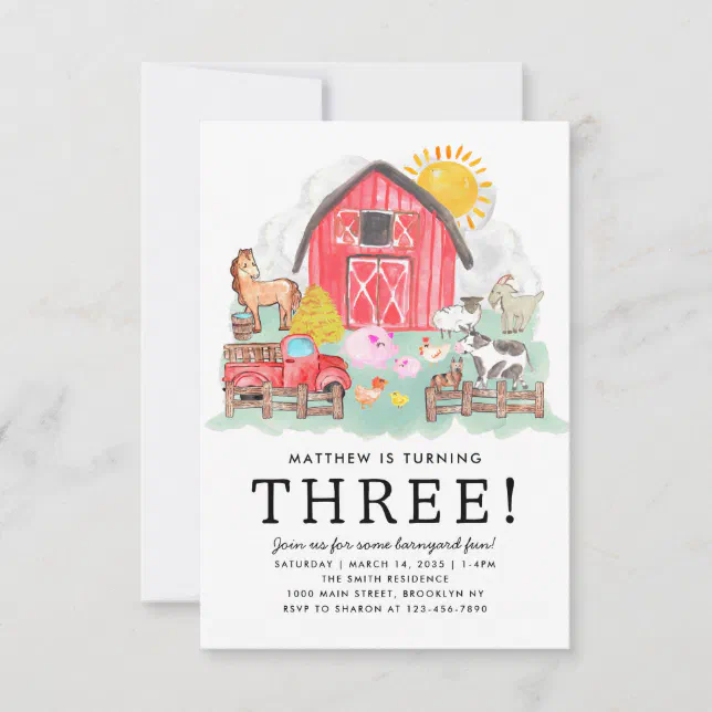 Budget Rustic Barnyard Animals Kids Farm Birthday Note Card | Zazzle