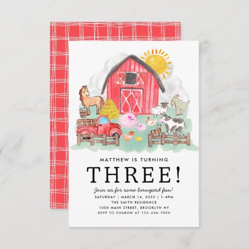 Budget Rustic Barnyard Animals Kids Farm Birthday Note Card | Zazzle