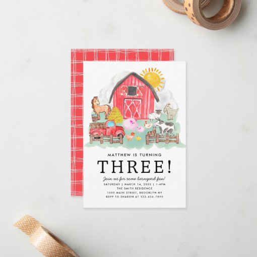 Budget Rustic Barnyard Animals Kids Farm Birthday Note Card | Zazzle
