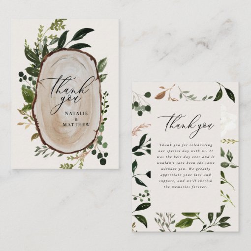 budget Rustic Botanical Greenery Thank You chic Note Card | Zazzle