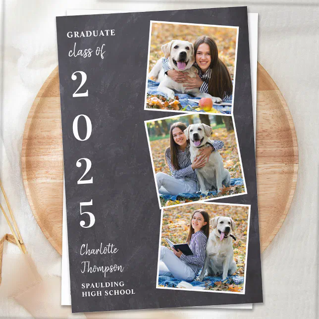 Budget Rustic Chalkboard Photo Collage Graduation | Zazzle