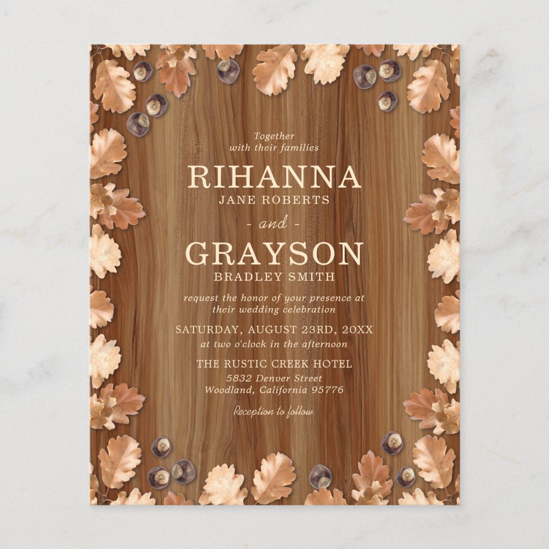 Budget Rustic Fall Autumn Wedding Invitation | Zazzle