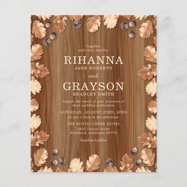 Budget Rustic Fall Autumn Wedding Invitation | Zazzle