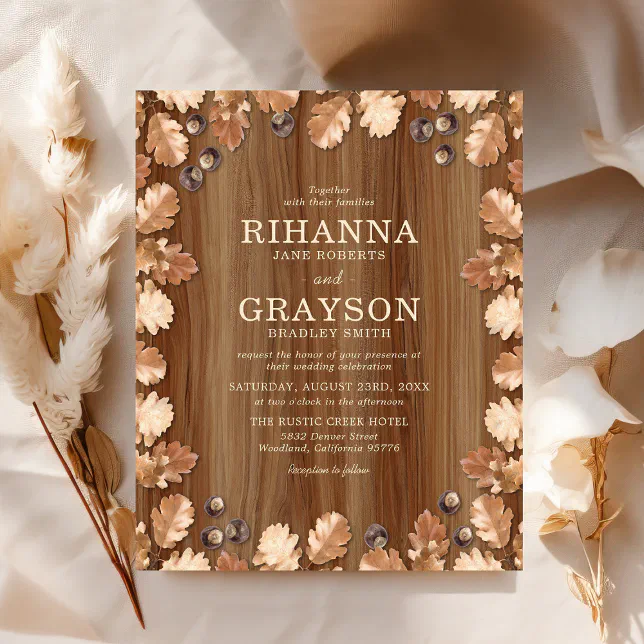 Budget Rustic Fall Autumn Wedding Invitation | Zazzle