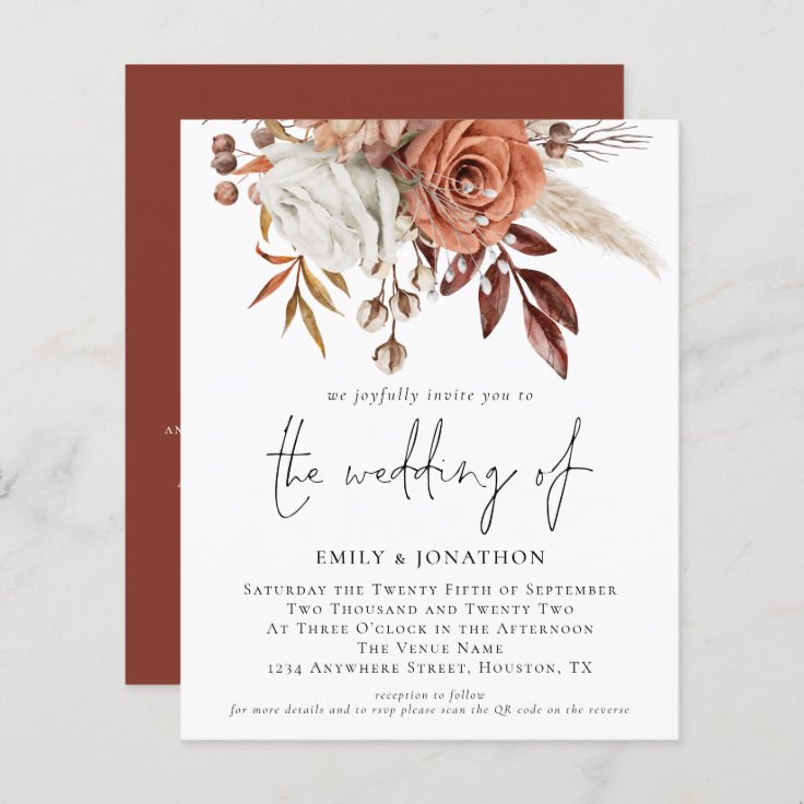 Budget Rustic Fall Florals Wedding Invitation | Zazzle