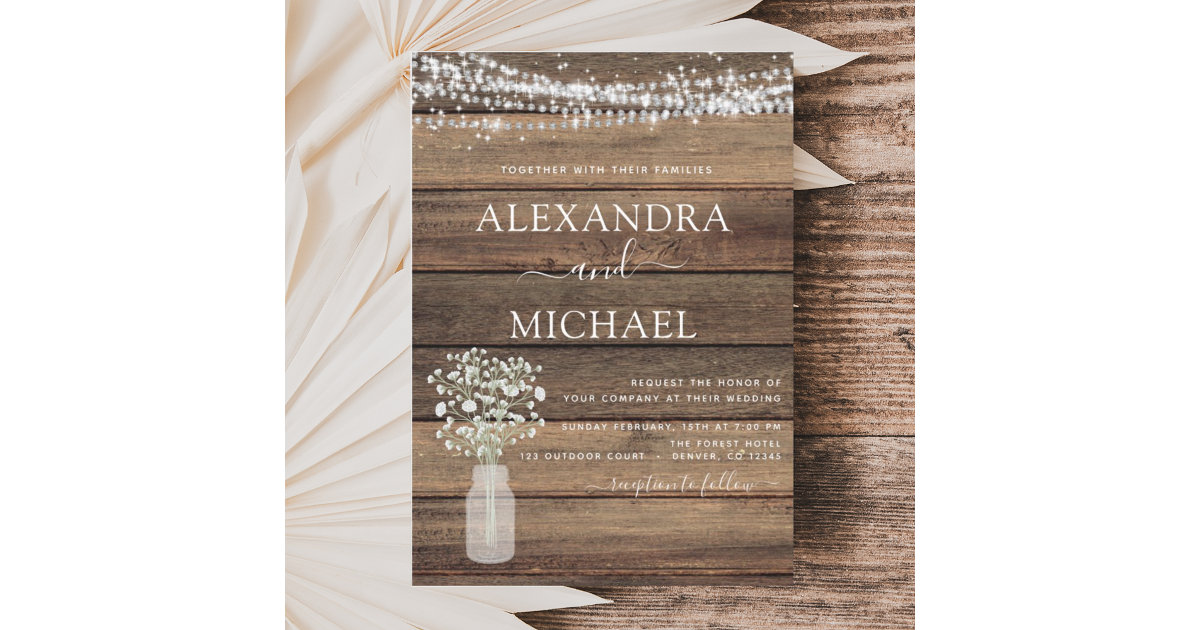 Budget Rustic Farmhouse Lights Wedding Invitation | Zazzle