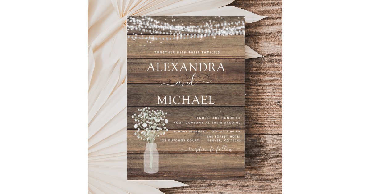 Budget Rustic Farmhouse Lights Wedding Invitation | Zazzle