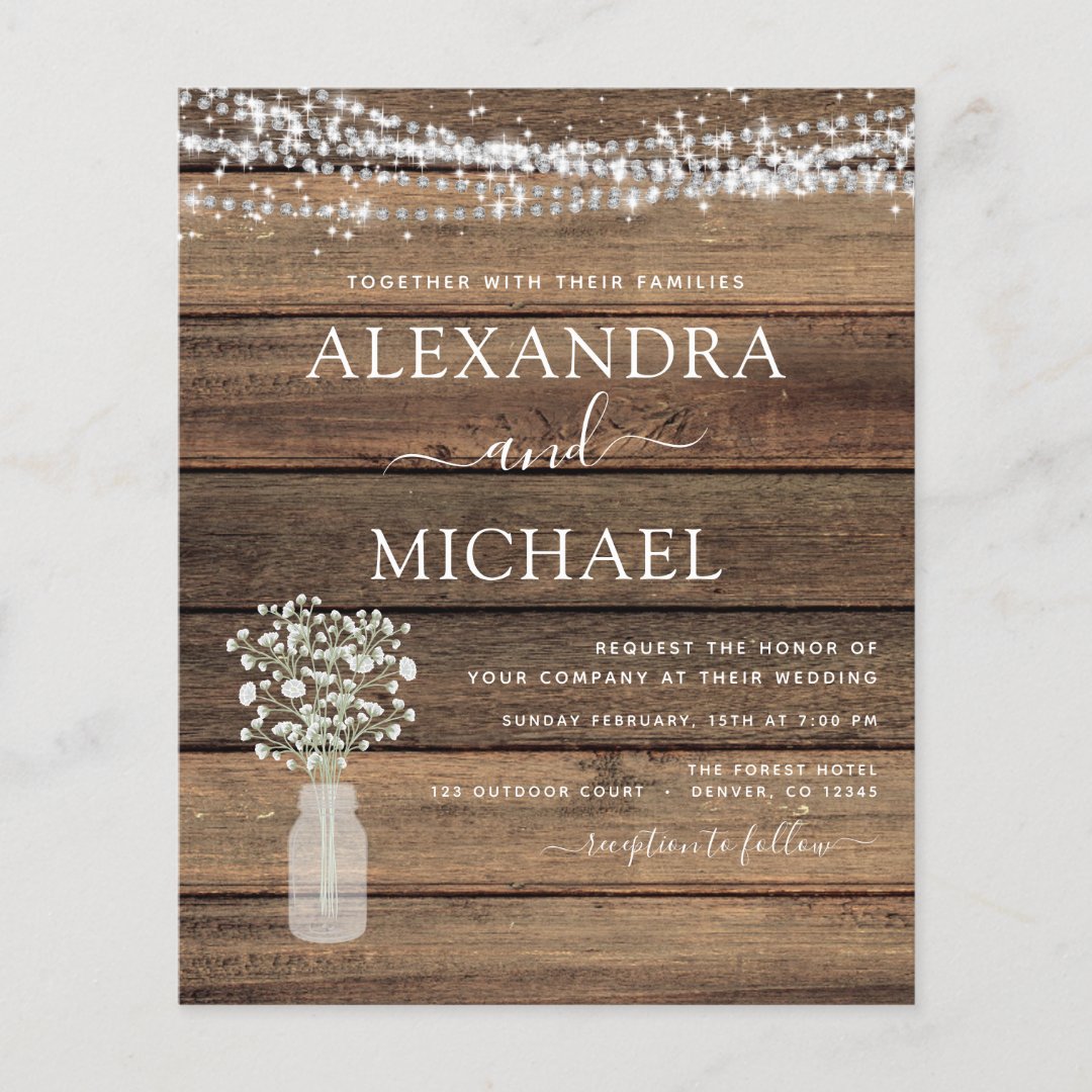 Budget Rustic Farmhouse Lights Wedding Invitation | Zazzle
