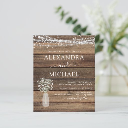 Budget Rustic Farmhouse Lights Wedding Invitation | Zazzle