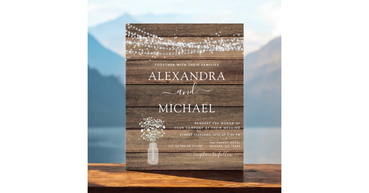 Budget Rustic Farmhouse Lights Wedding Invitation Flyer | Zazzle