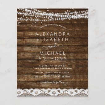 Budget Rustic Farmhouse String Lights Lace Wedding | Zazzle