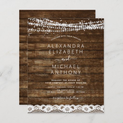 Budget Rustic Farmhouse String Lights Lace Wedding | Zazzle
