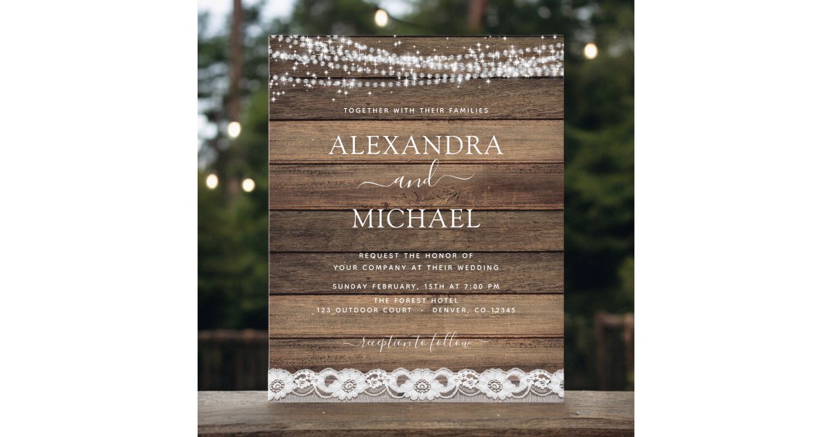 Budget Rustic Farmhouse String Lights Wedding | Zazzle