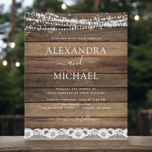 Budget Rustic Farmhouse String Lights Wedding | Zazzle