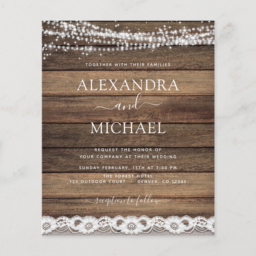 Budget Rustic Farmhouse String Lights Wedding | Zazzle