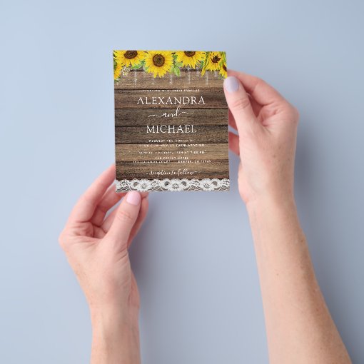 Budget Rustic Farmhouse Sunflower Rustic Wedding Flyer | Zazzle